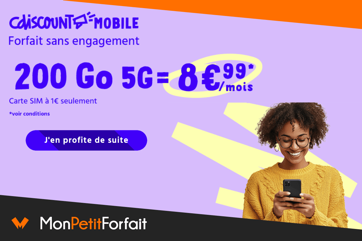 Cdiscount lance un forfait 200 Go pour 8,99€/mois, la 5G et la SIM à 1€ : on fonce