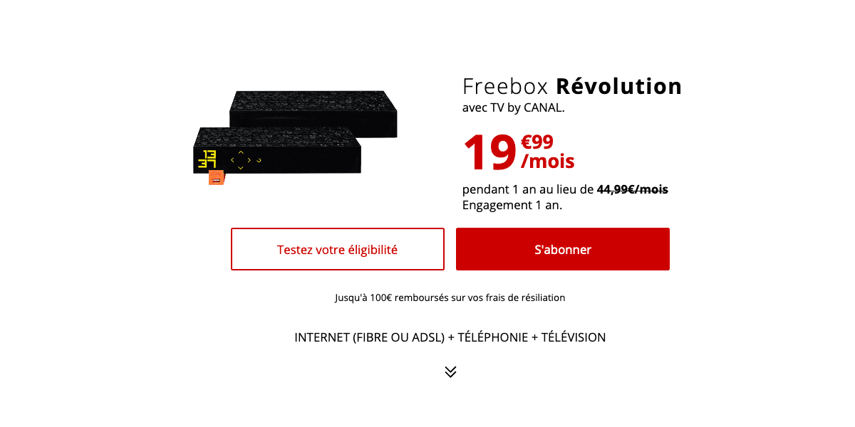La Freebox Révolution avec TV by Canal inclus dès 19,99€/mois