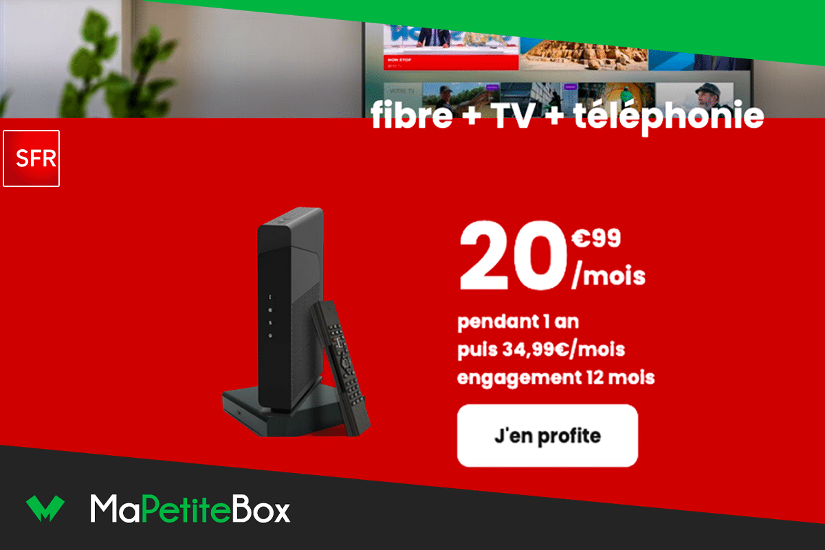 Deux box fibre optique avec le réseau SFR à partir de 18,99€/mois