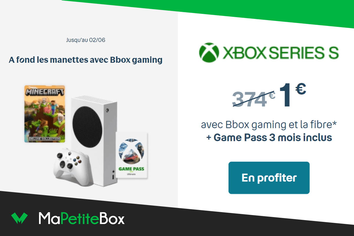 Offre internet Bbox gaming : Xbox Series à 1€ et Minecraft Deluxe offert