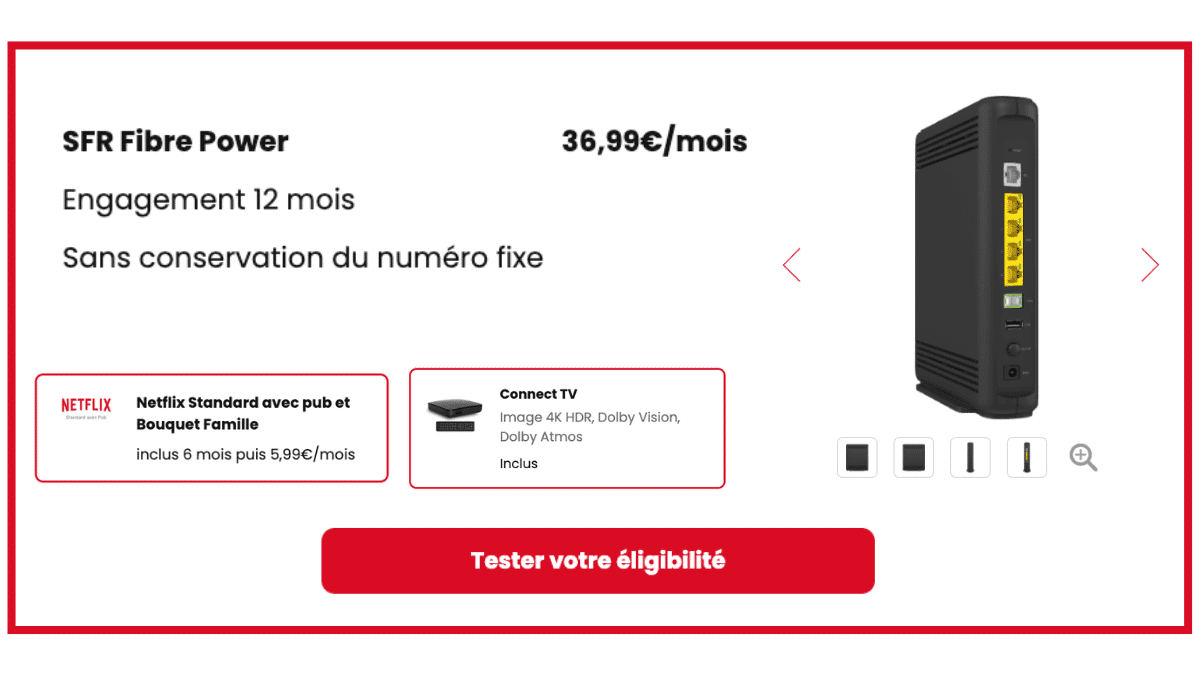 SFR Fibre Power : une box internet WiFi 6 avec SVOD pour 36,99€