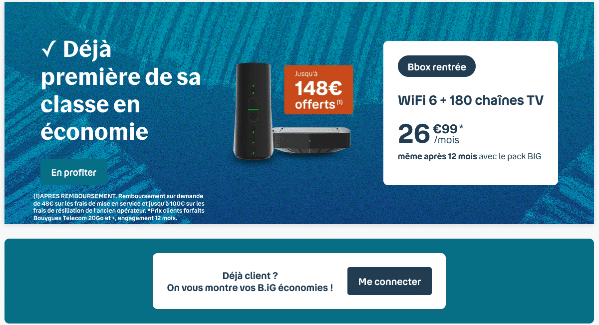 Bbox Rentrée Bouygues : fibre 1 Gb/s, TV 4K et téléphonie dès 26,99€