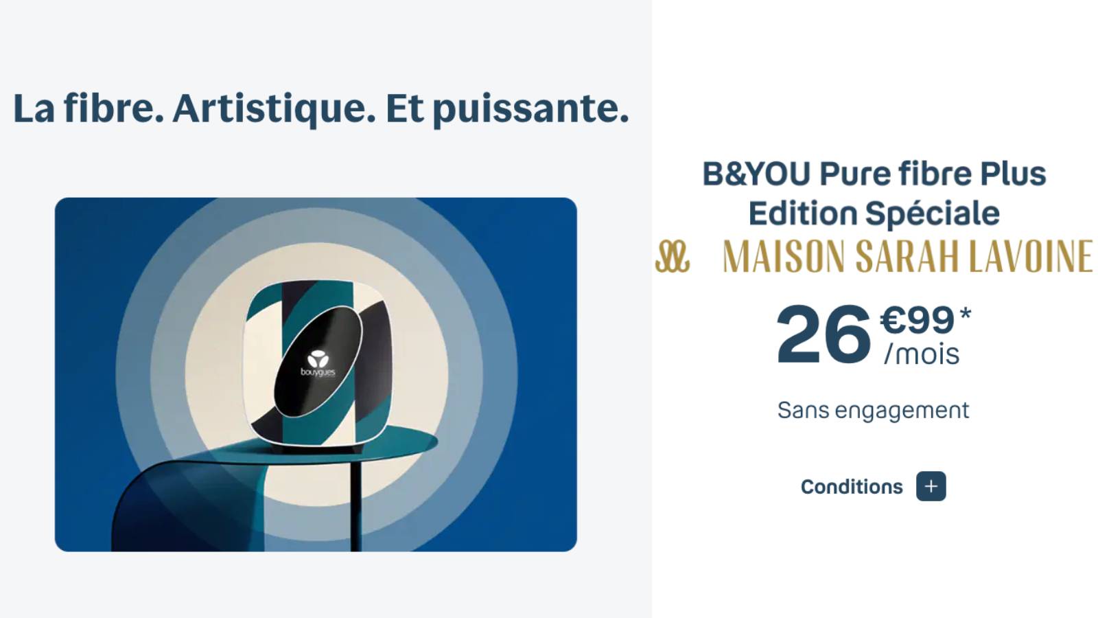 Nouveau design sur la box fibre optique B&You Pure Fibre Plus à 26,99€/mois