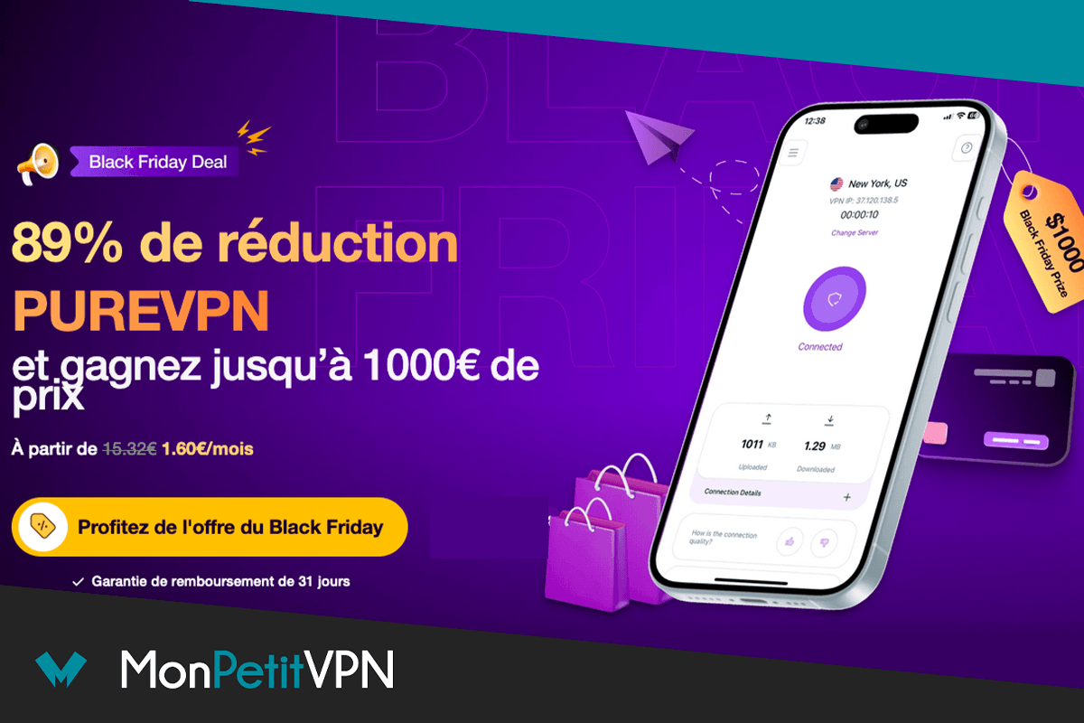 Black Friday PureVPN : l'abonnement à 1,60€ et 1 000€ à gagner