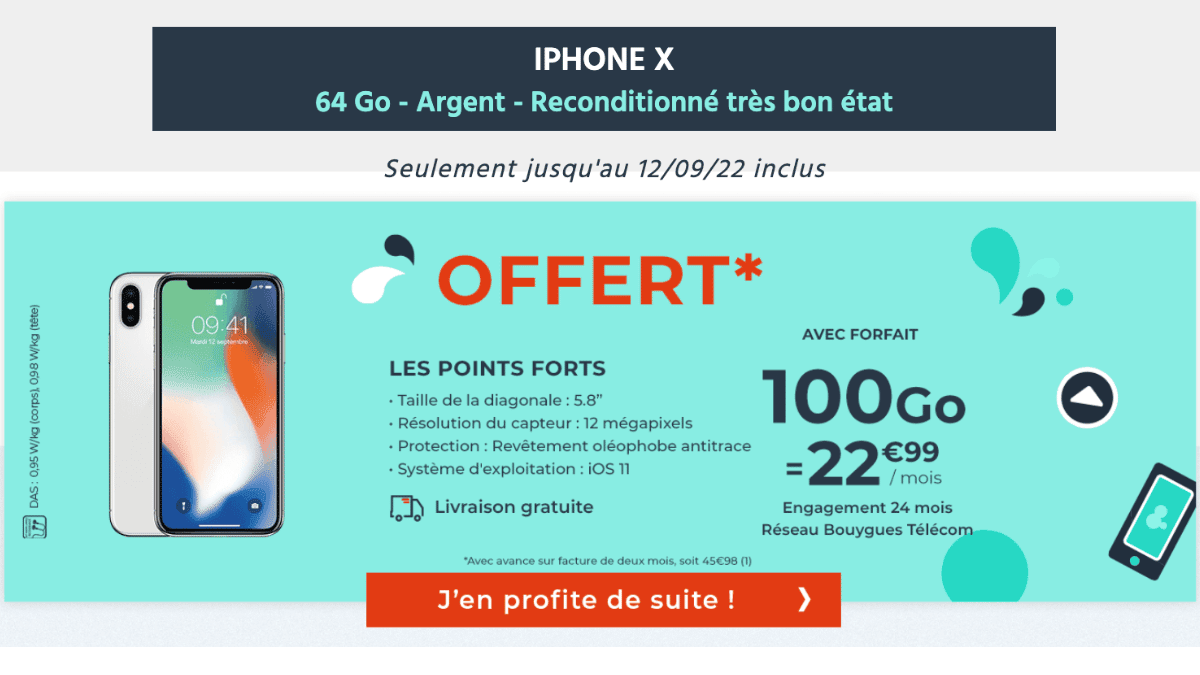 L'iPhone X gratuit avec un forfait 100 Go chez Cdiscount Mobile