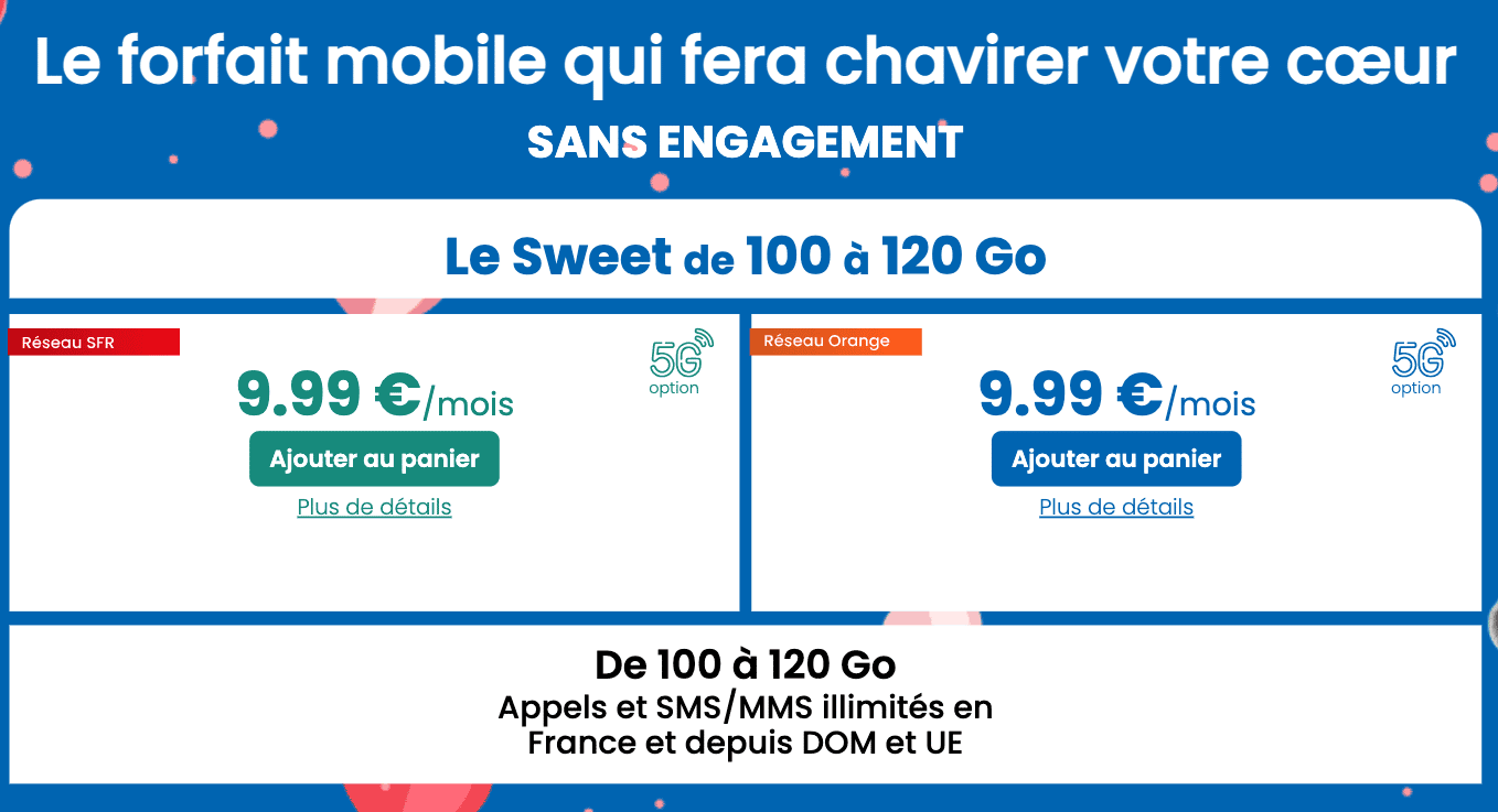 Coup de cœur pour ce forfait 100 Go à 9,99€, le Sweet de YouPrice