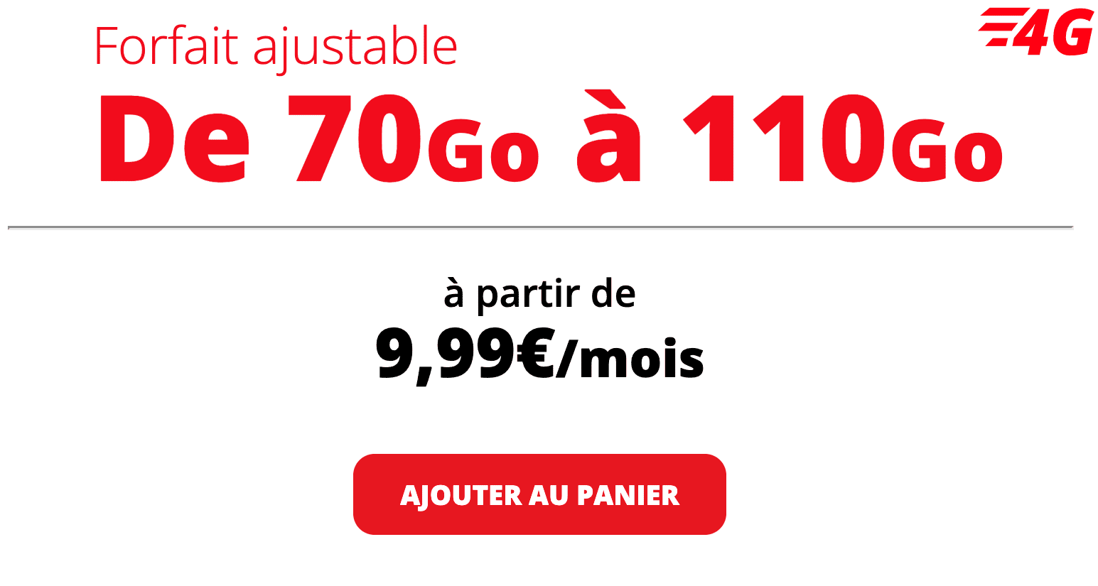 Les forfaits sans engagement flexibles : de 50 à 130 Go pour 9,99€