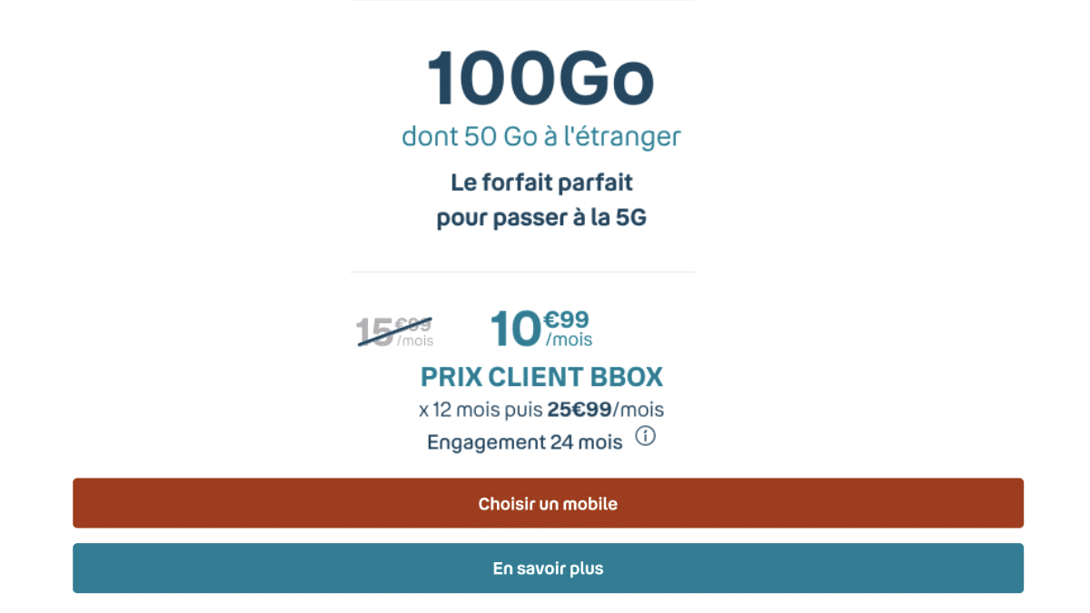 Nouveau forfait 100 Go 5G chez Bouygues Telecom à partir de 11€