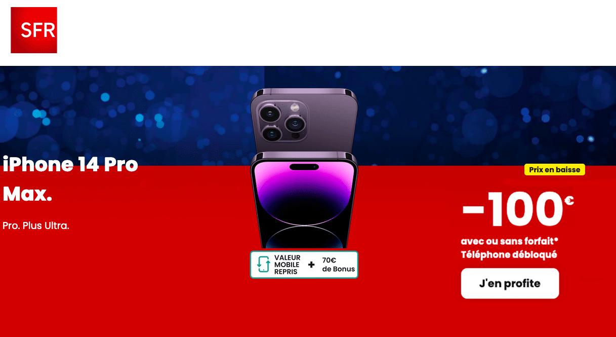 iPhone 14 Pro Max à prix réduit chez SFR et Bouygues Telecom