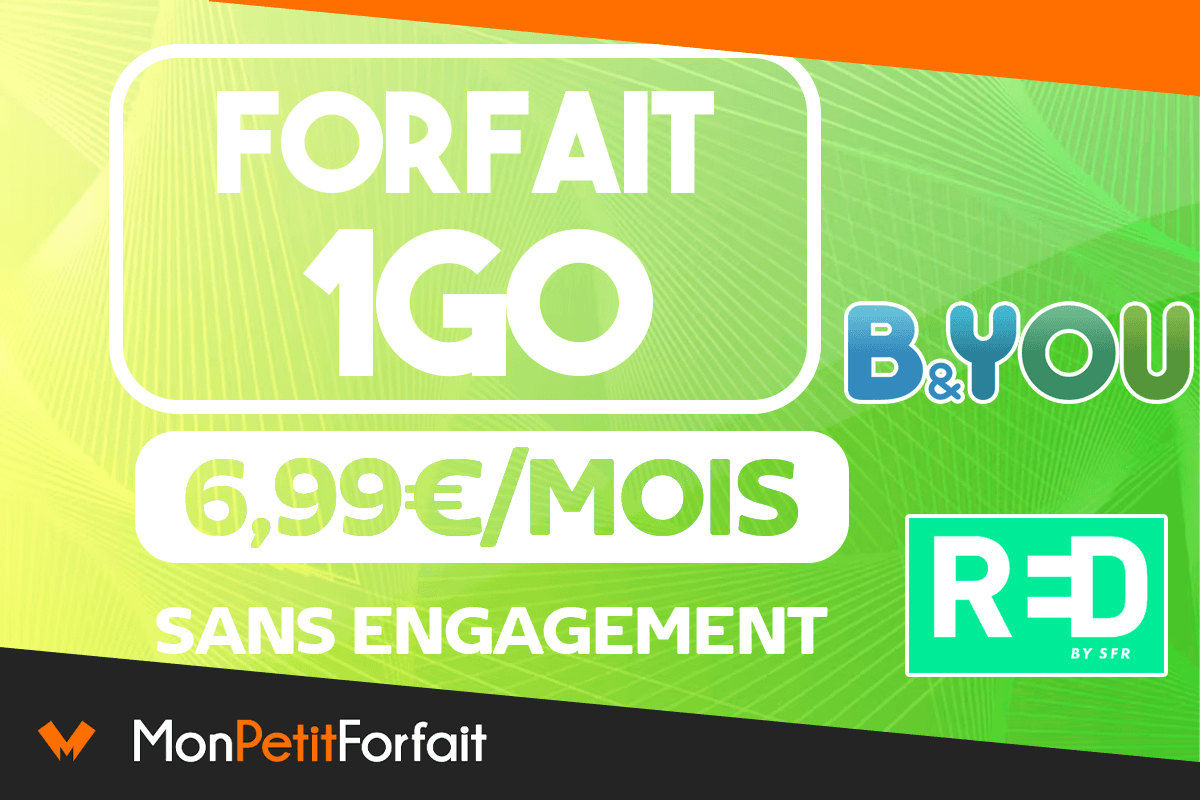 Forfait mobile 1 Go sans engagement : RED by SFR ou B&You