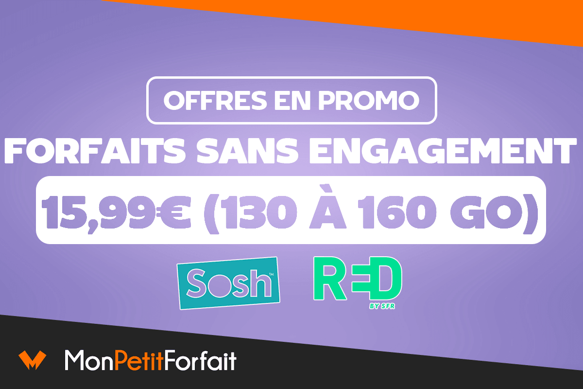 Forfait mobile sans engagement : Sosh vs RED à 16€ (130/160 Go)