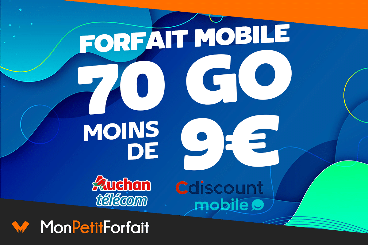 Auchan vs Cdiscount : forfait sans engagement 70 Go à 9€/mois