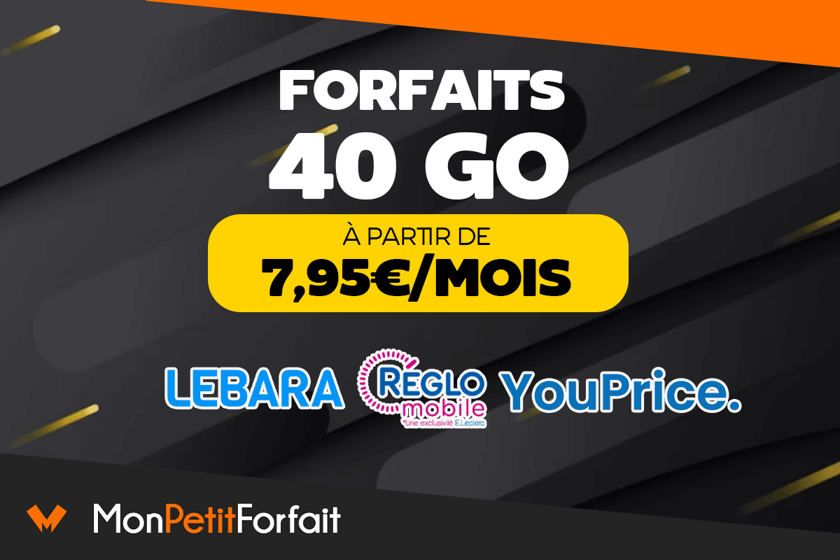 Quel est le meilleur forfait mobile pas cher avec 40 Go (7,95€)