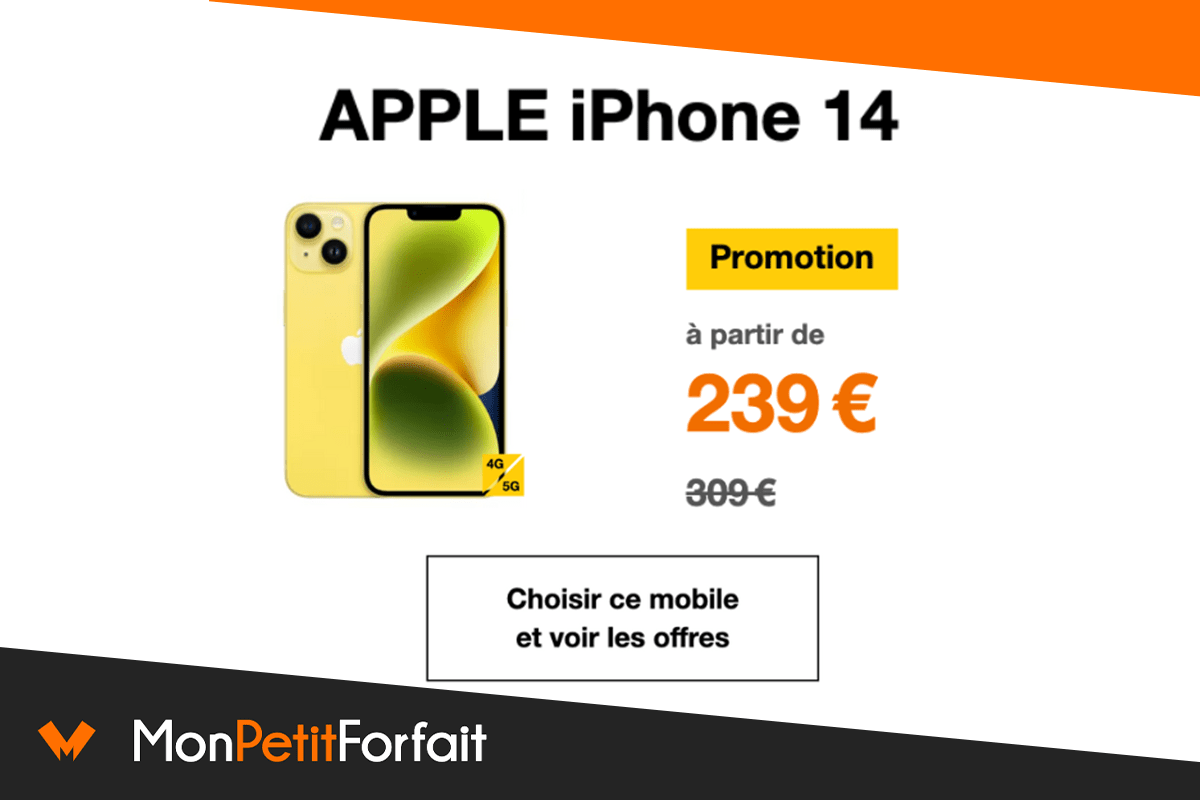 L'iPhone 14 est disponible en promotion chez Orange pour 239€
