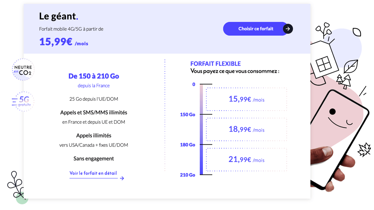 Le forfait 5G à data flexible chez l'opérateur mobile Prixtel