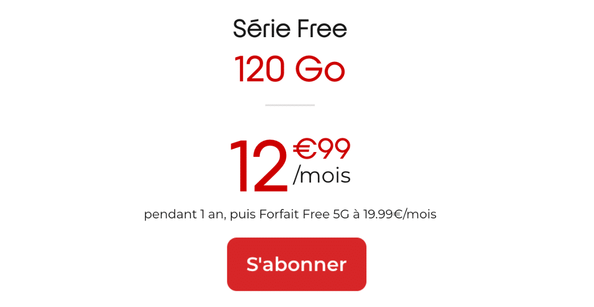 Un forfait mobile 120 Go de Free sans engagement dès 13€/mois