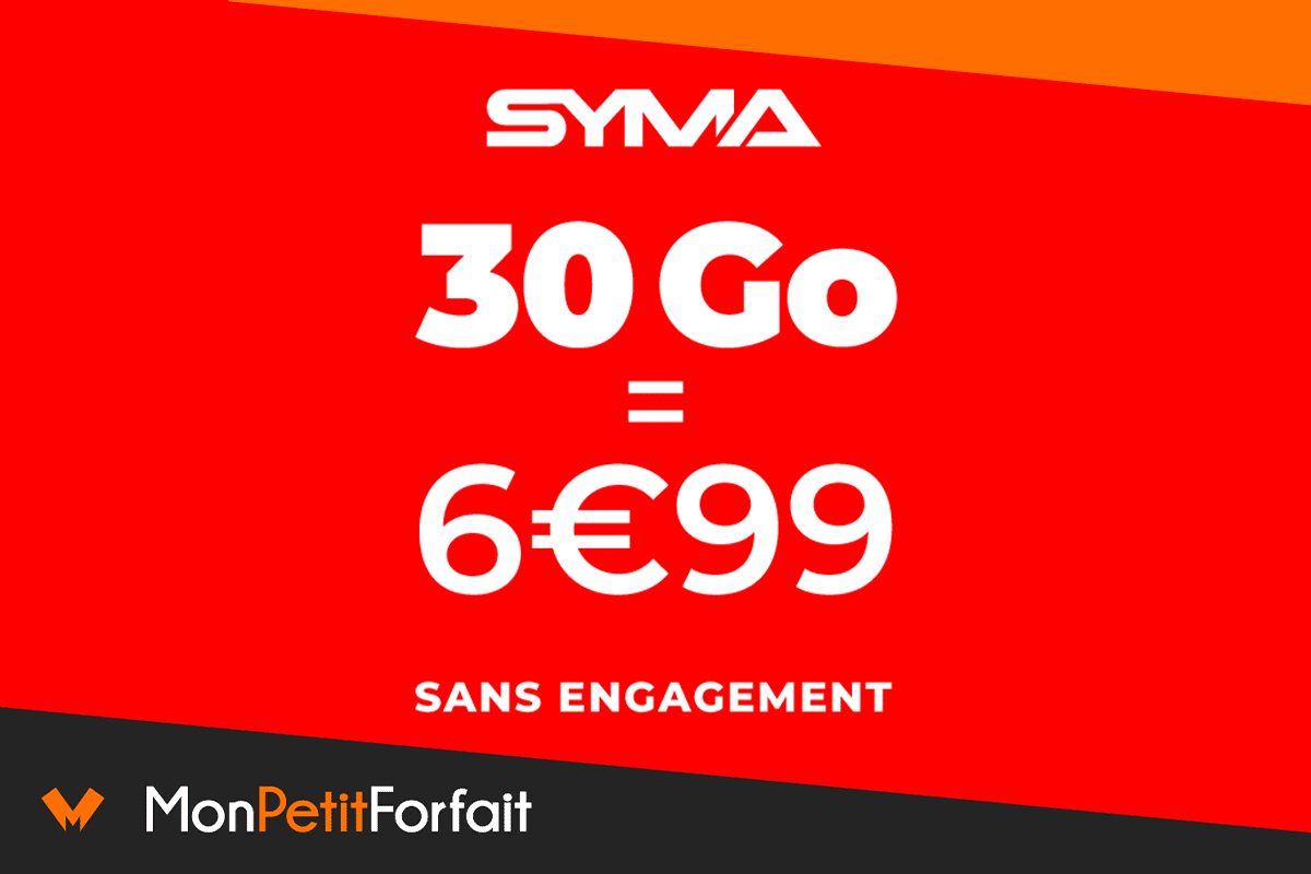 Un forfait mobile Syma de 30 Go, disponible pour 6,99€/mois