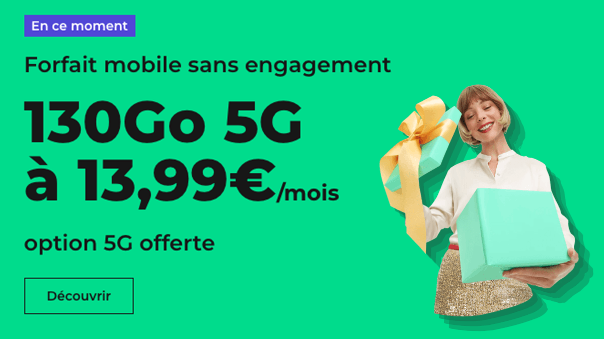 La 5G gratuite avec ce forfait sans engagement 130 Go : série limitée