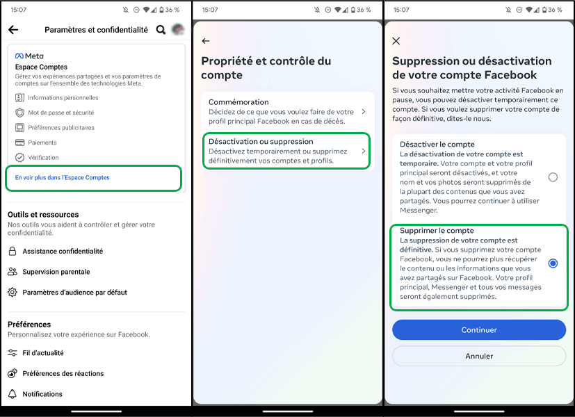Comment supprimer / désactiver son compte Facebook