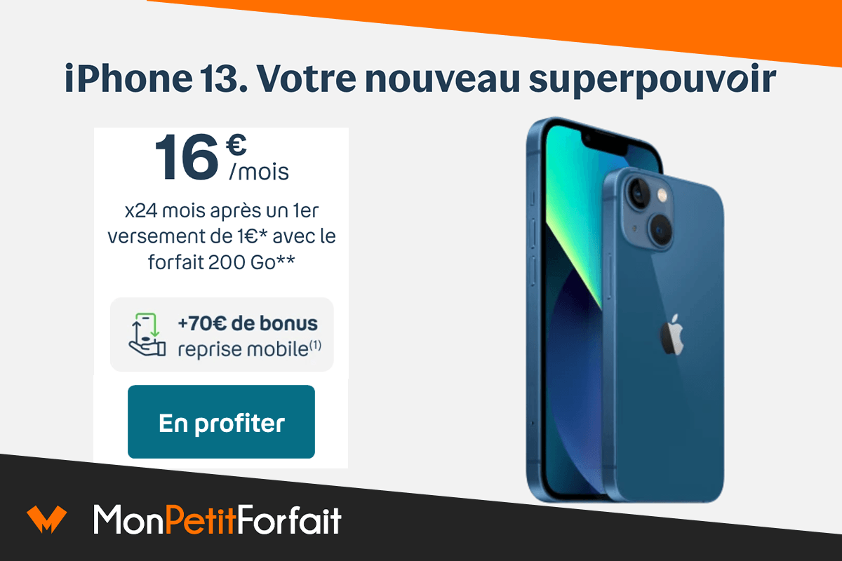 L'iPhone 13 est actuellement à 1€+ 16€/mois chez Bouygues Telecom