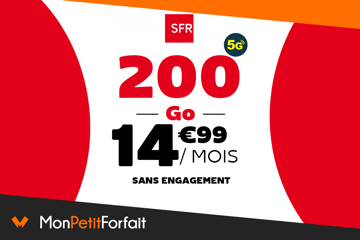 Le forfait 200 Go avec la 5G SFR est à 14,99€ pour les abonnés internet