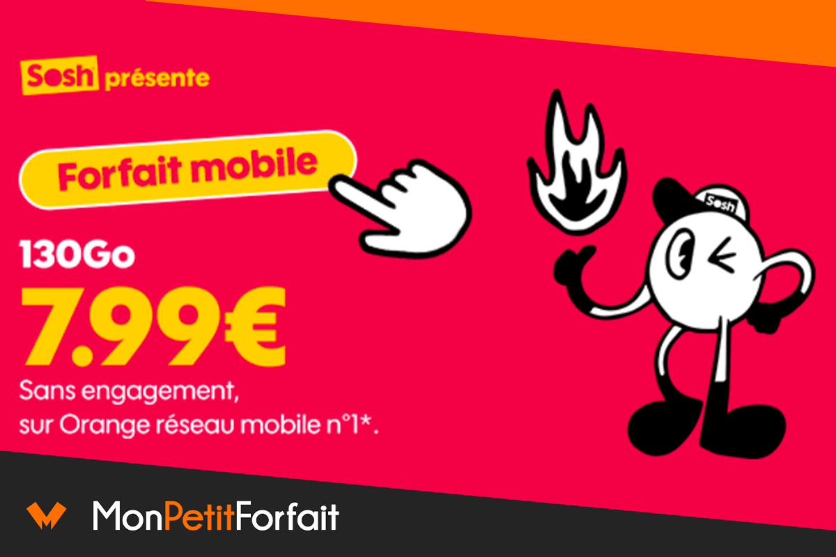 Forfait mobile réseau Orange : pour Noël, 130 Go à 7,99€/mois chez Sosh