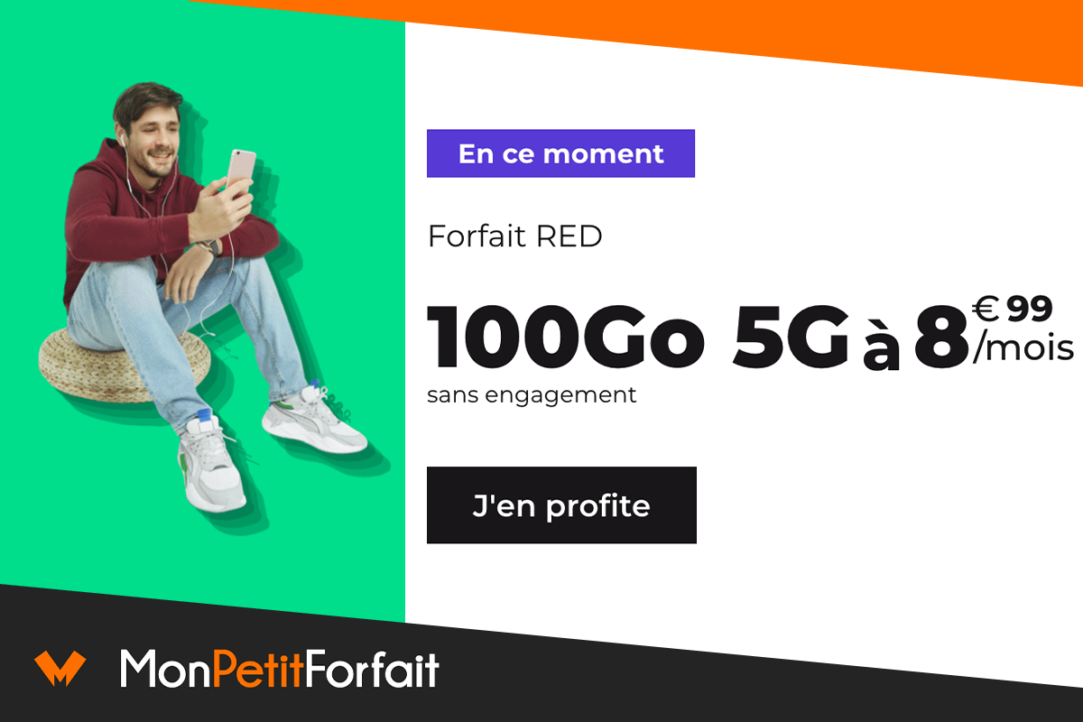 Ce forfait 5G de RED by SFR assure une navigation toujours rapide, avec 100 Go