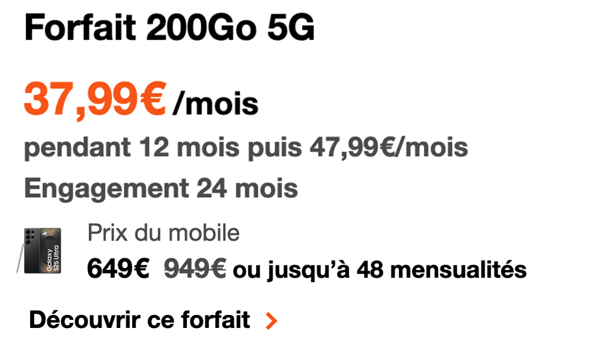 Ultra soldé : le Galaxy S25 Ultra en promotion avec un forfait mobile Orange