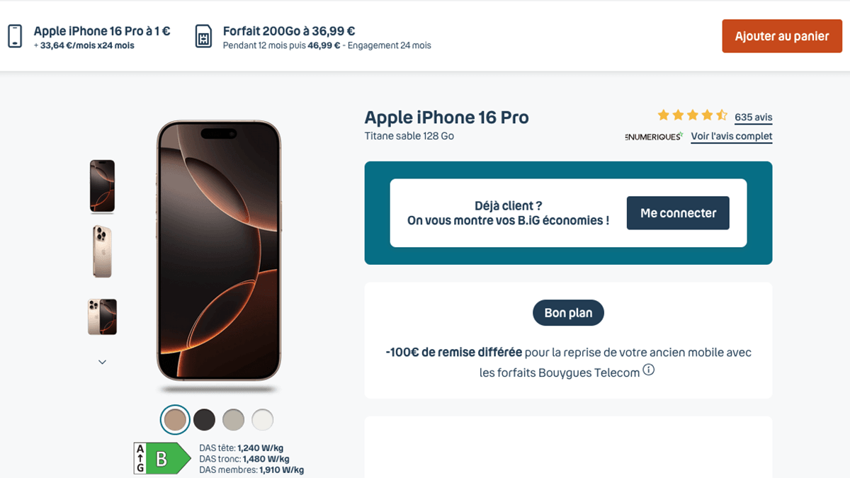 Une rentrée réussie avec l'iPhone 16 Pro à 1€ chez Bouygues Telecom