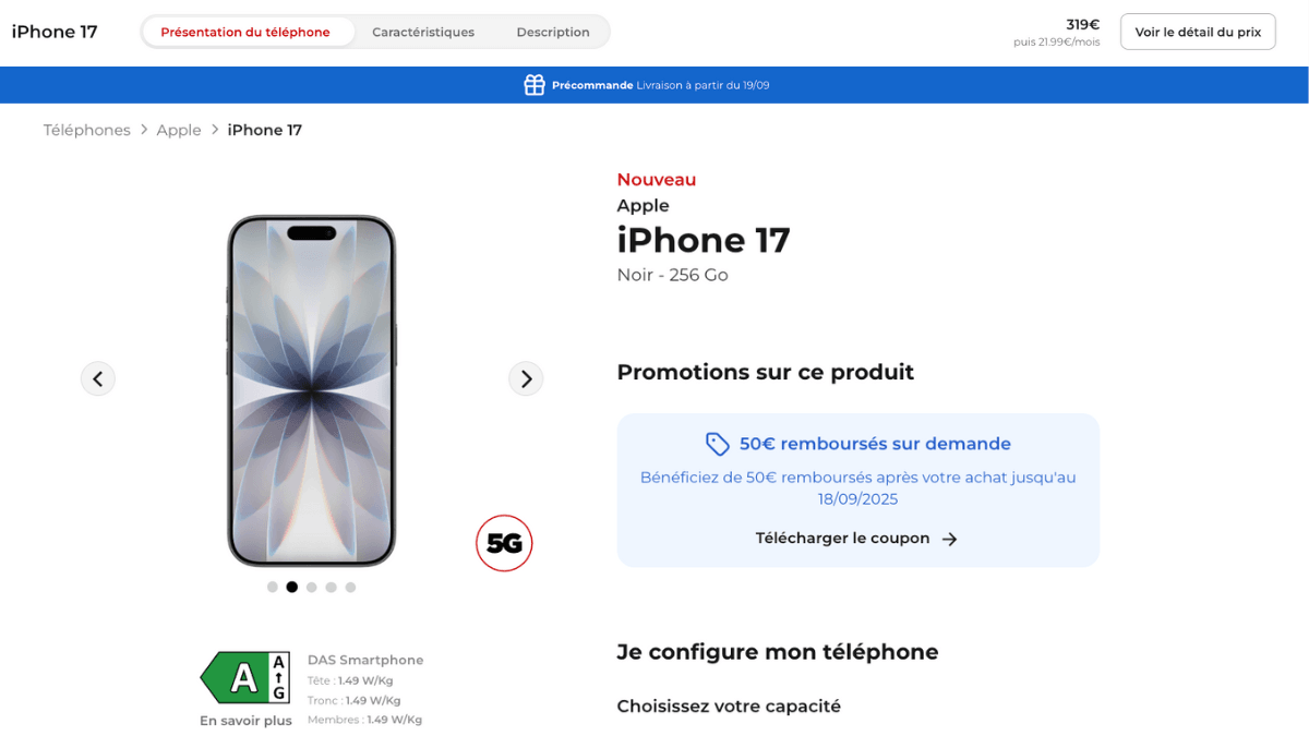 L'iPhone 17 déjà disponible à la précommande chez les opérateurs